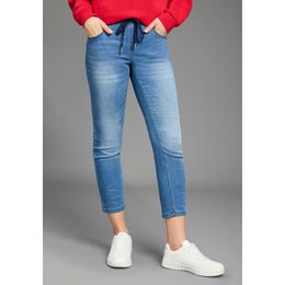 Kangaroos Damen Kangaroos Jogg Pants &raquo;7/8 JOGG-DENIM&laquo; weites Bein, mit Used-Waschung, hohe Leibh&ouml;he, 7/8-L&auml;nge blau 36, N-Gr