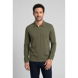 OLYMP Herren OLYMP Langarm-Poloshirt unifarben, Polokragen, regular fit, casual gr&uuml;n L