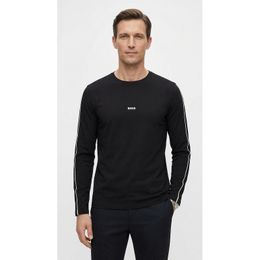 BOSS Herren BOSS Longsleeve &raquo;Unique&laquo; bequemes Langarmshirt mit Kontrastnaht am &Auml;rmel schwarz M
