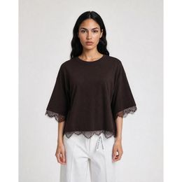 Smith & Soul Smith & Soul Damen T-Shirt mit Spitzendetails, Boxy Fit braun S