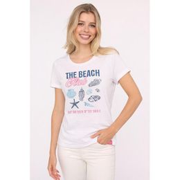 Zwillingsherz Damen T-Shirt &raquo;"Beach"&laquo; Rundhals, gro&szlig;es maritimes Motiv mit Stickerei L