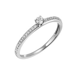 Firetti Solit&auml;rring &raquo;Schmuck Geschenk Gold 585 Damenring Verlobungsring Goldring&laquo; mit Brillanten wei&szlig; 54, 0,18 SI = kleine Einschl&uuml;sse, Diamanten 