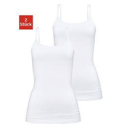 H.I.S. H.I.S Damen Unterhemd 2er-Pack, aus elastischer Baumwoll-Qualit&auml;t, Spaghettitr&auml;ger-Top, Unterziehshirt wei&szlig; 32/34, N-Gr