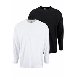 Fruit of the Loom Herren Fruit of the Loom Langarmshirt Packung, 2 Stk. aus reiner Baumwolle, 2-er Pack schwarz-wei&szlig; L (52)