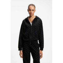 Hugo Underwear Damen HUGO Underwear Kapuzensweatjacke &raquo;FLOKKY&laquo; Flock-Logo-Print, relaxed fit schwarz XS