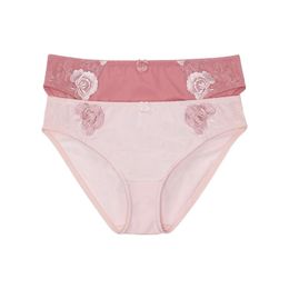 bonprix Damen bonprix Slip Packung, 2 Stk. klassischer Stil, bequeme Passform, aus Polyamid und Elasthan rosa 52/54 (XXL), 2 Stk.