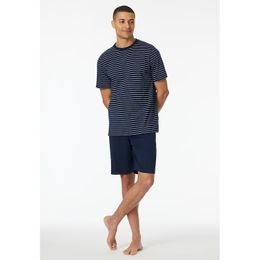 Schiesser Herren Shorty &raquo;Casual Essentials&laquo; 2 tlg. mit Streifen blau 56