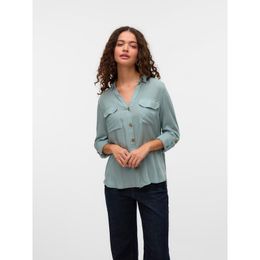 V&eacute;ro Moda Vero Moda Damen Hemdbluse &raquo;VMBUMPY L/S SHIRT NEW WVN GA NOOS&laquo; Viskose, regular fit grau XS
