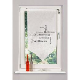 Home Wohnideen Scheibengardine &raquo;AUSZEIT&laquo; Stangendurchzug 1 Stk. tlg. DIGITALBEDRUCKT, VOILE, SCHAUBE grau Voile, Polyester 100cm, Stangendurchzug, 
