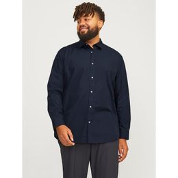 Jack & Jones PlusSize Jack & Jones Plussize Herren Jack & Jones PlusSize Langarmhemd &raquo;JJJOE SHIRT LS PLAIN PLS&laquo; Materialmix, normal geschnitten blau 5XL, N-Gr