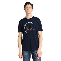 Tom Tailor Denim Herren Tom Tailor Denim Kurzarmshirt mit Logo-Print blau S