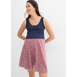 bonprix Damen bonprix Umstandskleid aus Baumwolle mit Stretch, knieumspielende L&auml;nge, in A-Linie bunt 32/34 (XS), N-Gr