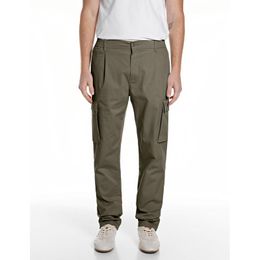 Replay Herren Chinohose &raquo;Adhann&laquo; aus Twill mit Cargotaschen, Tapered Fit gr&uuml;n 34, L&auml;nge 32