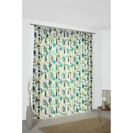 WIRTH Vorhang &raquo;Oakham&laquo; Kr&auml;uselband 1 Stk. tlg. gr&uuml;n Polyester 150cm, Kr&auml;uselband, 130cm
