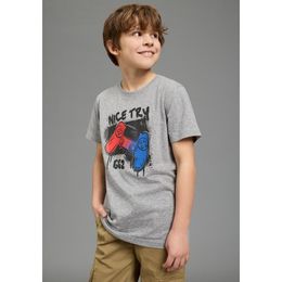 Kidsworld Jungen Kidsworld T-Shirt &raquo;Gamer-Druck: NICE TRY&laquo;, cooler Gamer-Print grau 128/134