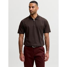 Jack & Jones Jack & Jones Herren Poloshirt &raquo;JPRBLAETHAN SS ZIP POLO SN&laquo; Materialmix, regular fit braun M