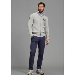 MAN'S WORLD Man's World Herren Strickjacke &raquo;Neue Kollektion! Highlight mit Tasche und Badge&laquo; casual Stil, mit Rei&szlig;verschluss, Langarm, melierte Optik grau XL (56/