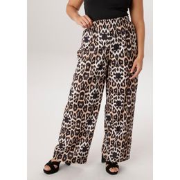 Aniston Plus Damen Aniston PLUS Schlupfhose in trendigem Leoprint braun 46, N-Gr