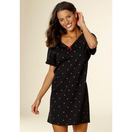 Vivance Dreams By Lascana Damen Vivance Dreams by Lascana Nachthemd mit Herzchen-Druck schwarz 40/42, N-Gr