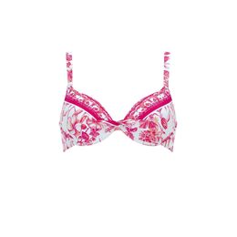 Olympia Bikinitop 'Hibiscus Bloom' Damen Gr&ouml;&szlig;e 80 dunkelbeige / rosa / dunkelpink / wei&szlig;