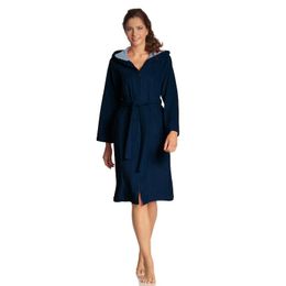 Vossen Damenbademantel &raquo;Palermo, ideal f&uuml;r Sauna & Spa, Hotelbademantel, Morgenmantel&laquo; 1 Stk. mit Kapuze & Rei&szlig;verschluss blau Wirkfrottee M L: 110cm