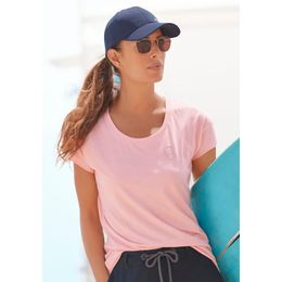 ELBSAND Damen T-Shirt &raquo;Ranva&laquo; mit Logodruck, Kurzarmshirt aus Baumwoll-Mix, sportlich rosa XXL (44)