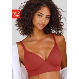 Lascana Damen Lascana Push-up-BH &raquo;COMFY BRA&laquo; ohne B&uuml;gel aus Baumwolle mit Struktur, bequemer BH rot 90, Cup C
