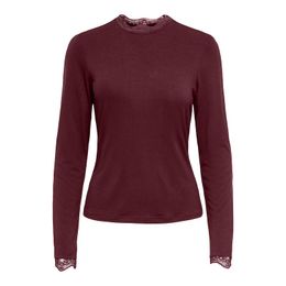 Only Damen Only Langarmshirt &raquo;ONLLIV L/S TOP WITH LACE DETAILS CS JRS&laquo; Viskosemischung, regular fit rot XL