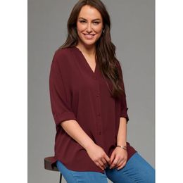 Laura Scott Curve Damen Laura Scott CURVE Longbluse &raquo;Gro&szlig;e Gr&ouml;&szlig;en&laquo; im Tunika Stil aus weicher Viskose rot 44