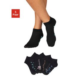 Arizona Damen Sneakersocken &raquo;Damensocken Motivsocken&laquo; Packung, 5 Stk. tlg. mit s&uuml;&szlig;em Pfotendesign unter der Sohle schwarz 39-42
