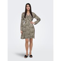 Only Damen Only Druckkleid &raquo;ONLEVIDA L/S SHORT DRESS WVN NOOS&laquo; beige M, N-Gr