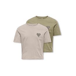 ONLY GIRLS Shirt 'Rex' girl size 110/116 Stone / Olive
