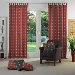WIRTH Vorhang &raquo;FELINO&laquo; Schlaufen 1 Stk. tlg. rot Jacquard, Baumwolle, Polyester 145cm, Schlaufen, 132cm