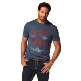 Arizona Herren T-Shirt Kurzarm, melierte Optik, Rundhals, aus Baumwollmischung blau XL (56/58)