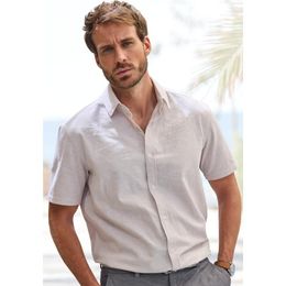 John Devin Herren Kurzarmhemd &raquo;Regular Fit,&laquo; Leinenhemd mit Kentkragen aus Baumwoll-Leinen Mischung beige S (37/38), N-Gr