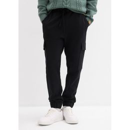 bonprix Herren bonprix Jogginghose aus reiner Baumwolle, weich angerautes Innenmaterial, Loose Fit schwarz 64/66, N-Gr