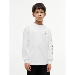 Tommy Hilfiger Jungen Langarmshirt Regular Fit, Kinder bis 16 Jahre, Druck auf einem Arm wei&szlig; 10 (140)