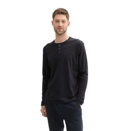 Tom Tailor Herren Tom Tailor Langarmshirt mit Knopfleiste schwarz S