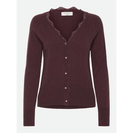 rosemunde Damen rosemunde Cardigan &raquo;Laica lace cardigan mit Wolle und Kaschmir&laquo; mit V-Ausschnitt und Spitzenkante, langen &Auml;rmeln, Kaschmiranteil rot 