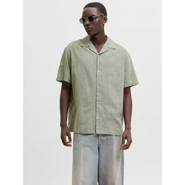 Jack & Jones Jack & Jones Herren Kurzarmhemd &raquo;JJESUMMER LINEN BLEND RESORT SHIRT SS SN&laquo; Baumwollmischung, relaxed fit gr&uuml;n S, N-Gr