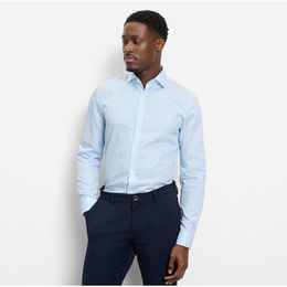 OLYMP Herren OLYMP Langarmhemd &raquo;No 6 six&laquo; gestreift, Businesshemd, super slim fit, Royal Kentkragen blau 40, N-Gr