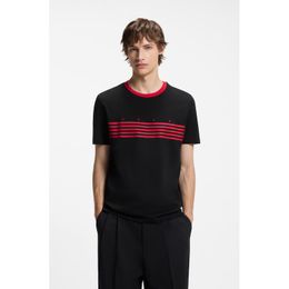 Hugo Herren Hugo T-Shirt &raquo;Dempsy&laquo; kontrastfarbiger Ausschnitt, Regular Fit, reine Baumwolle schwarz L