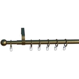Indeko Gardinenstange &raquo;Formentor&laquo; &Oslash; 20 mm 1 l&auml;ufig-l&auml;ufig ausziehbar stufenlos verstellbare Teleskopstange gold Stahl L: 120cm - 230cm &Oslash; 20mm, 1 Stk.,