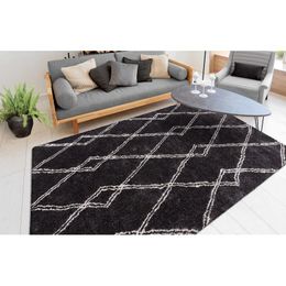 Calo-deluxe Hochflor-Teppich &raquo;Elvar-1000&laquo; rechteckig 27 mm H&ouml;he besonders weich durch Microfaser, Wohnzimmer grau Kunstfaser B : 120cm 1 Stk., 27mm, L