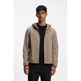 BOSS Green Herren BOSS Green Windbreaker mit Kapuze Regular Fit, Superleichte Qualit&auml;t, Packfunktion innen in der Kapuze beige S