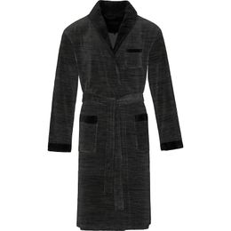 Vossen Bademantel &raquo;Alberto, ideal f&uuml;r Sauna & Spa, Hotelbademantel, Morgenmantel&laquo; 1 Stk. mit extravagantem Tricolour Design schwarz Nicki-Velours M
