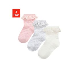 H.I.S. H.I.S Herren Socken 3 Paar tlg. mit feinem Ajour Strickmuster und kleiner R&uuml;sche rosa 10-14