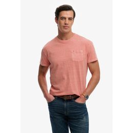 Superdry Herren Rundhalsshirt &raquo;COTTON CLASSIC LINEN PKT TEE&laquo; Baumwollmischung, relaxed fit aus luftig leichtem Baumwoll-Leinen-Mix rosa L