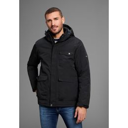 Polarino Herren Funktionsjacke mit Kapuze Wassers&auml;ule 3000 mm, verschwei&szlig;te N&auml;hte schwarz 52