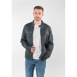 Mauritius Herren Lederjacke &raquo;MMBroum&laquo; mit Bikerkragen grau XL (52) Trachtenmode